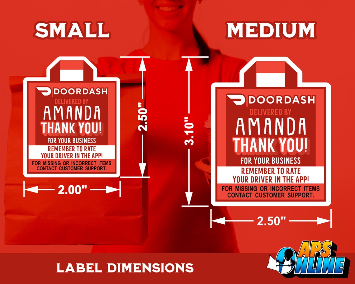 Personalized Doordash Labels Delivery Bag Shaped Stickers | Etsy