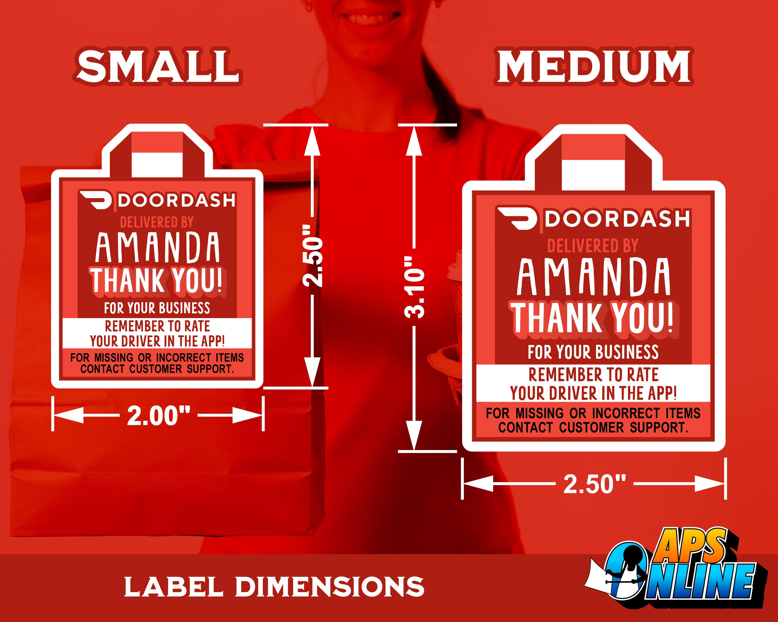 Personalized Doordash Labels Delivery Bag Shaped Stickers - Etsy