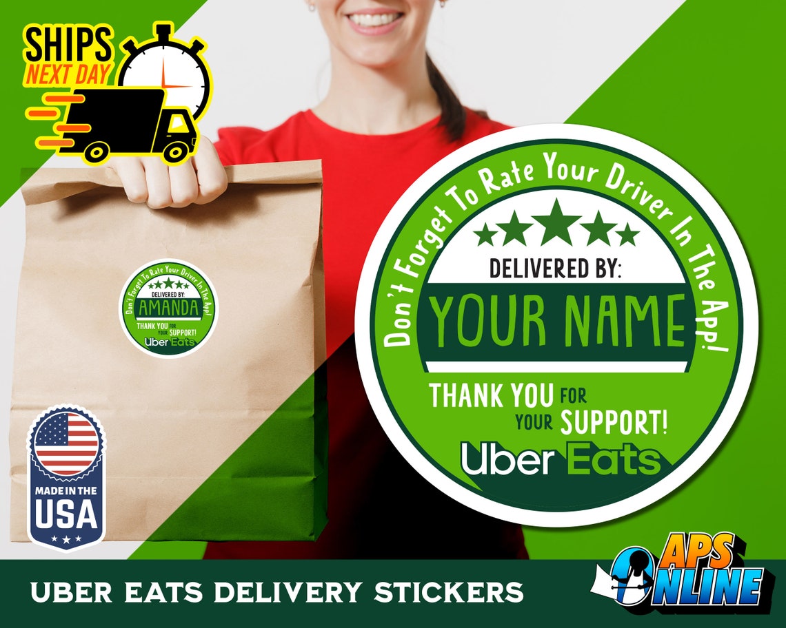 Personalized Uber Eats Labels - Delivery Circle Stickers - Food ...