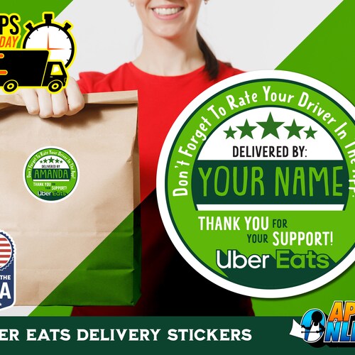 Personalized Uber Eats Labels Delivery Bag Shaped Stickers - Etsy