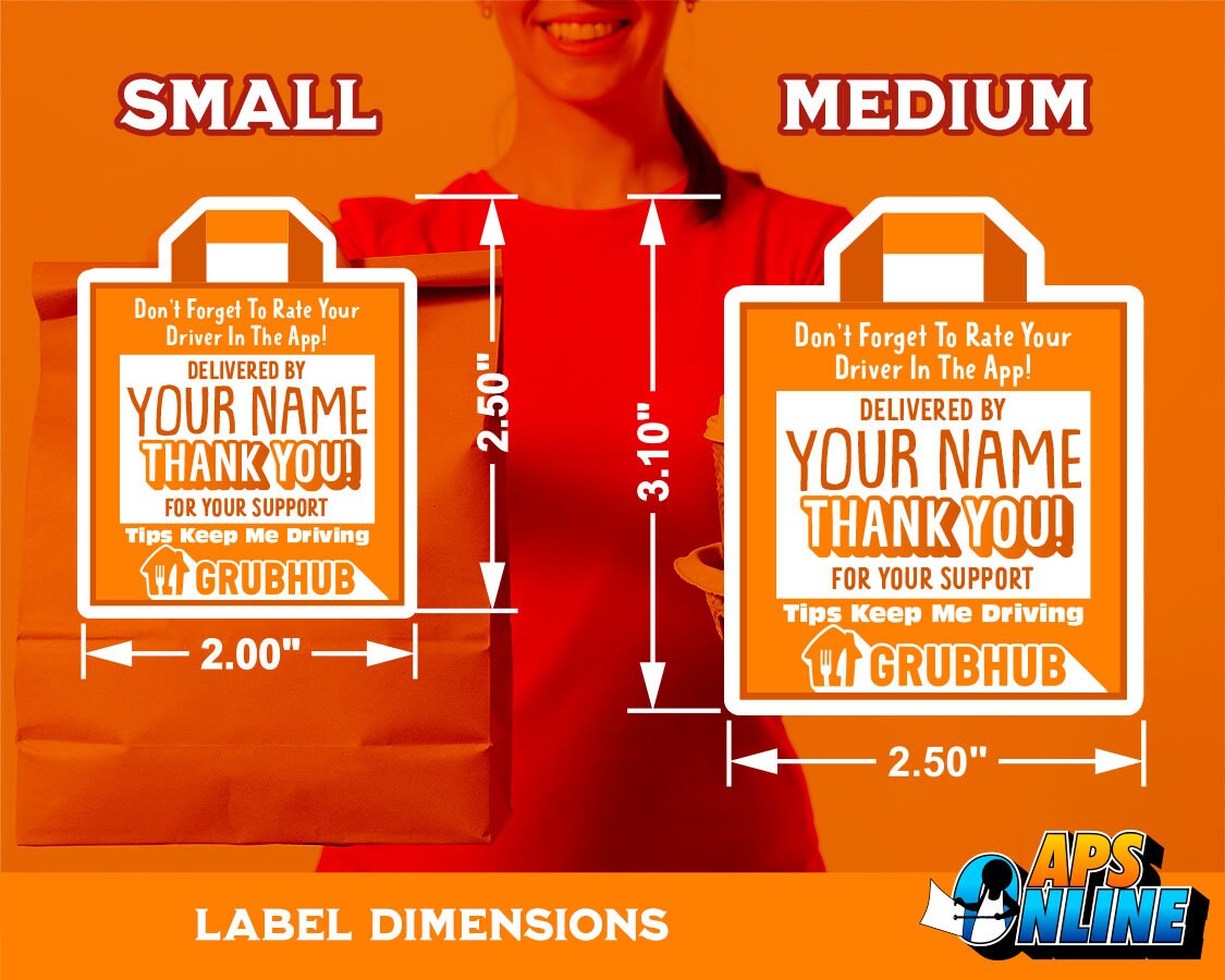 Personalized Grubhub Labels Delivery Bag Shaped Stickers - Etsy