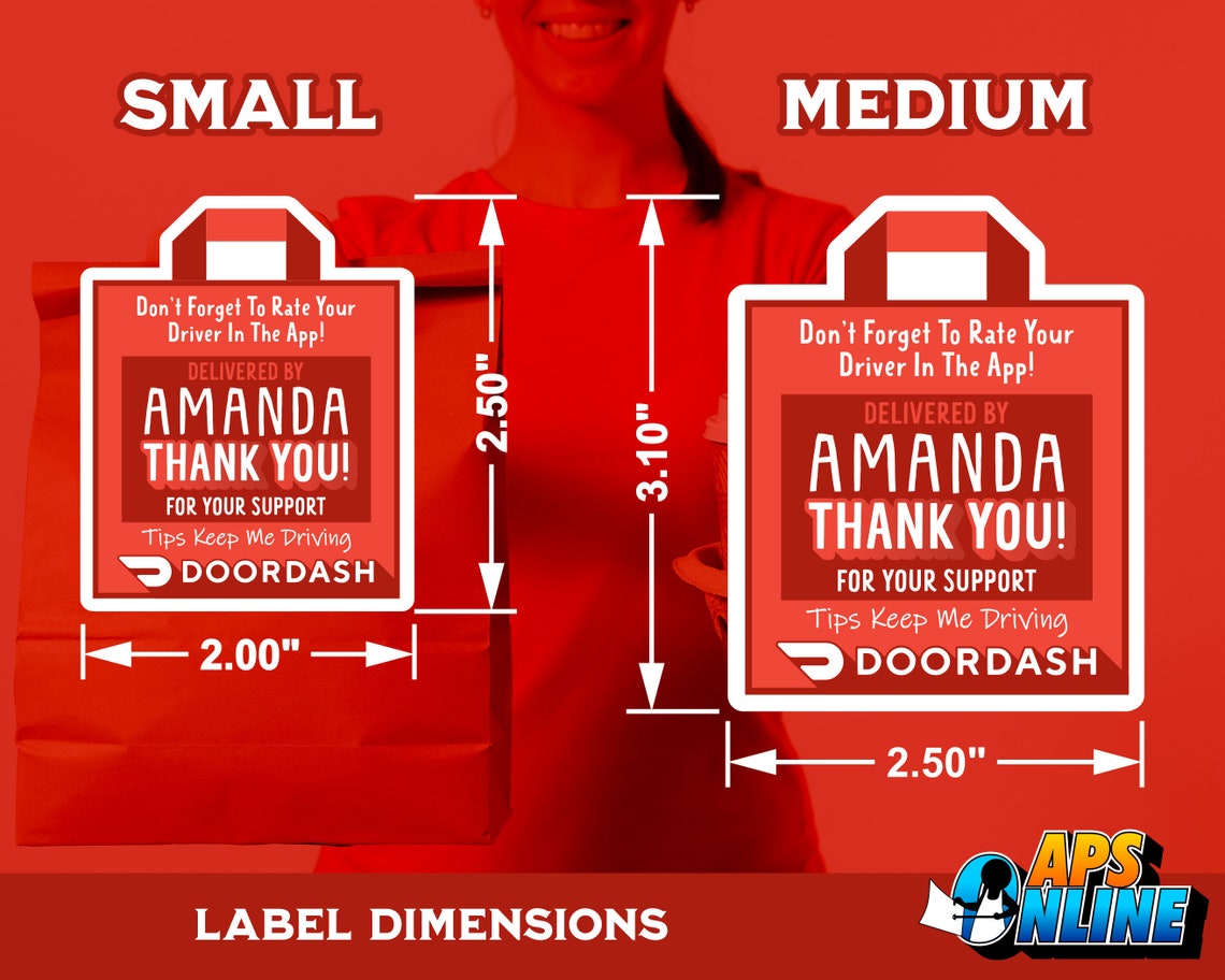 Personalized Doordash Labels Delivery Bag Shaped Stickers - Etsy