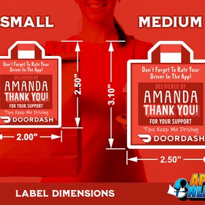 Personalized Doordash Labels Delivery Bag Shaped Stickers Food Delivery ...