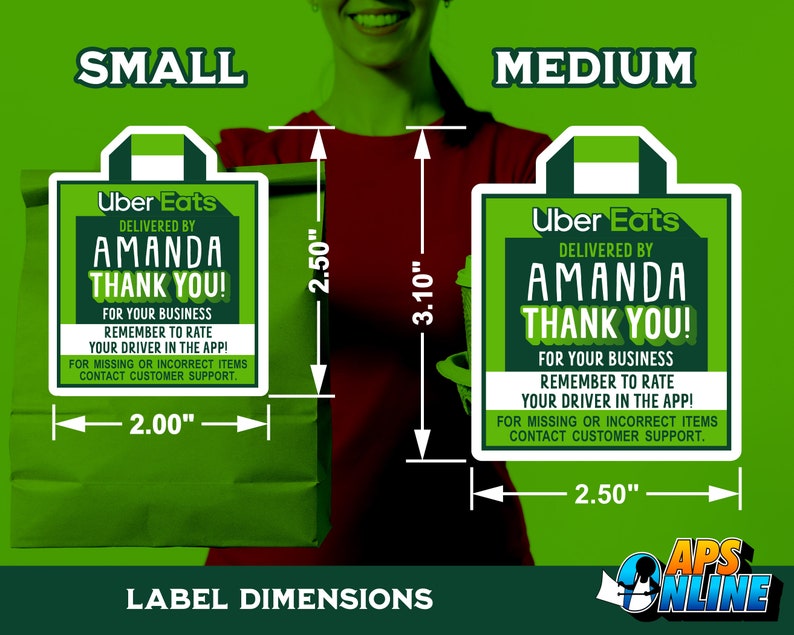 Personalized Uber Eats Labels Delivery Bag Shaped Stickers - Etsy