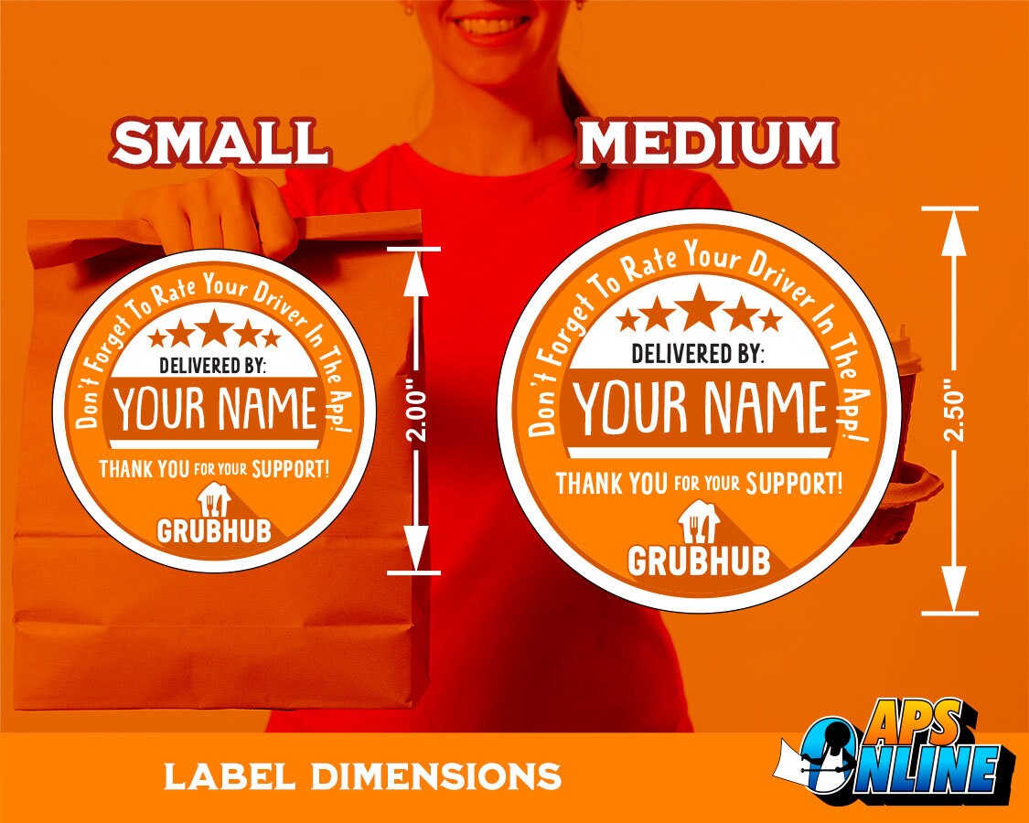 Personalized Grubhub Labels Delivery Circle Stickers Food - Etsy