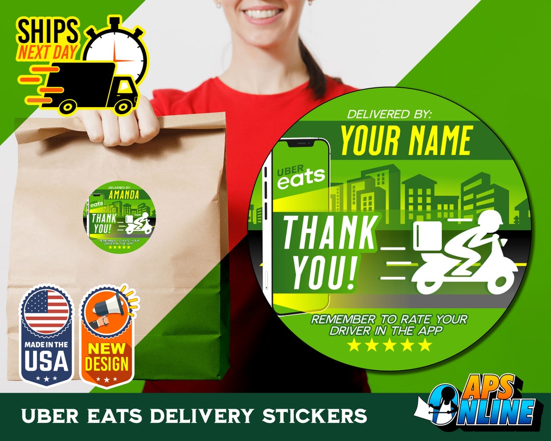 Personalized Uber Eats Labels - Delivery Circle Stickers - Food ...