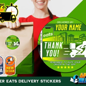 Personalized Uber Eats Labels - Delivery Circle Stickers - Food ...
