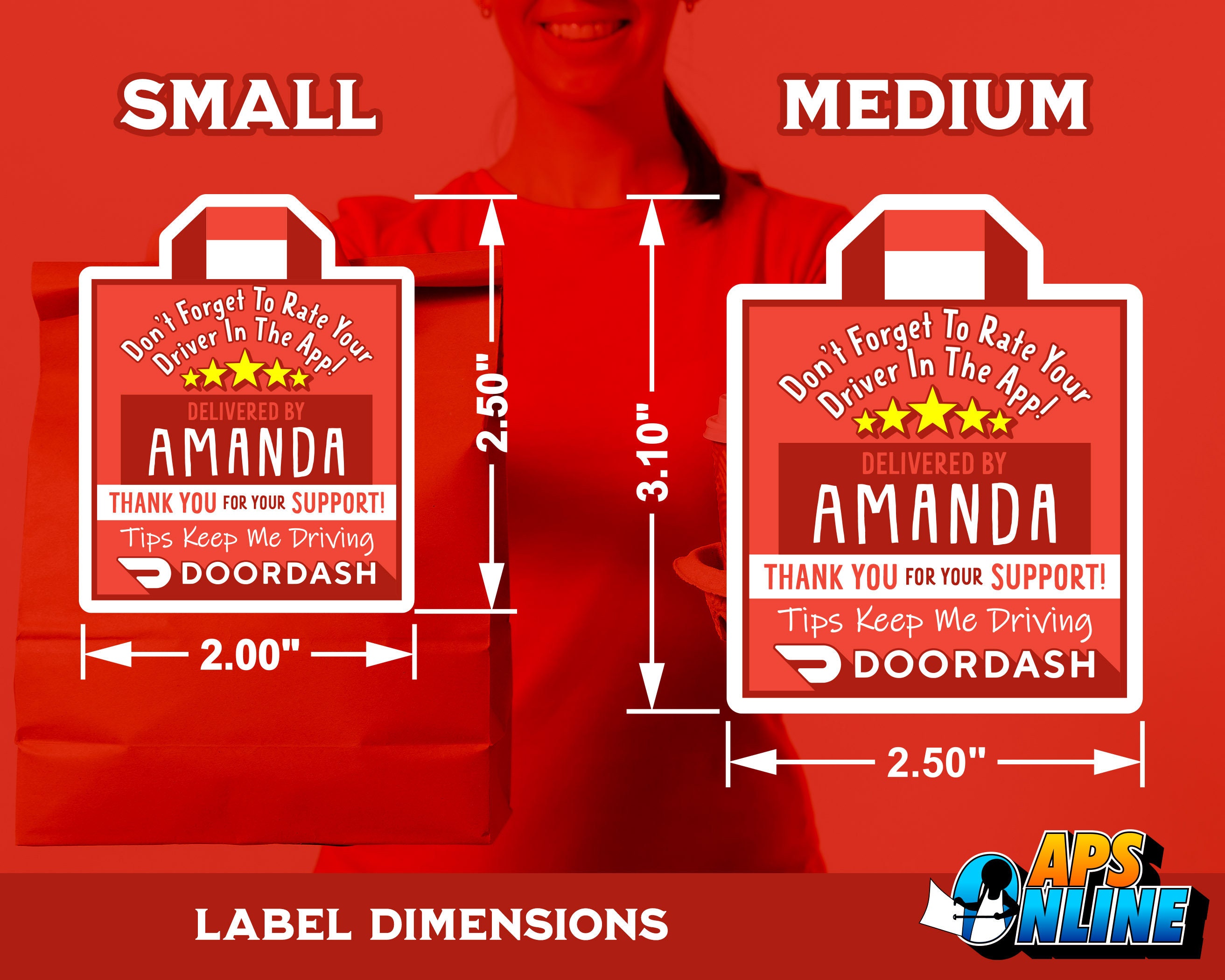 Personalized Doordash Labels Delivery Bag Shaped Stickers - Etsy