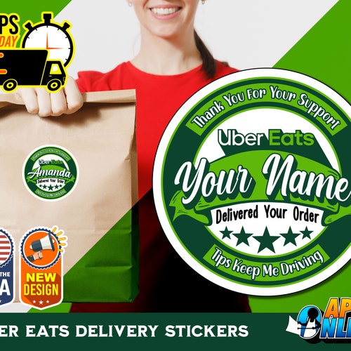 Personalized Uber Eats Labels Delivery Bag Shaped Stickers - Etsy