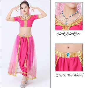 Kids Girls Aladdin Princess Jasmine Cosplay Halloween Carnival Handmade ...