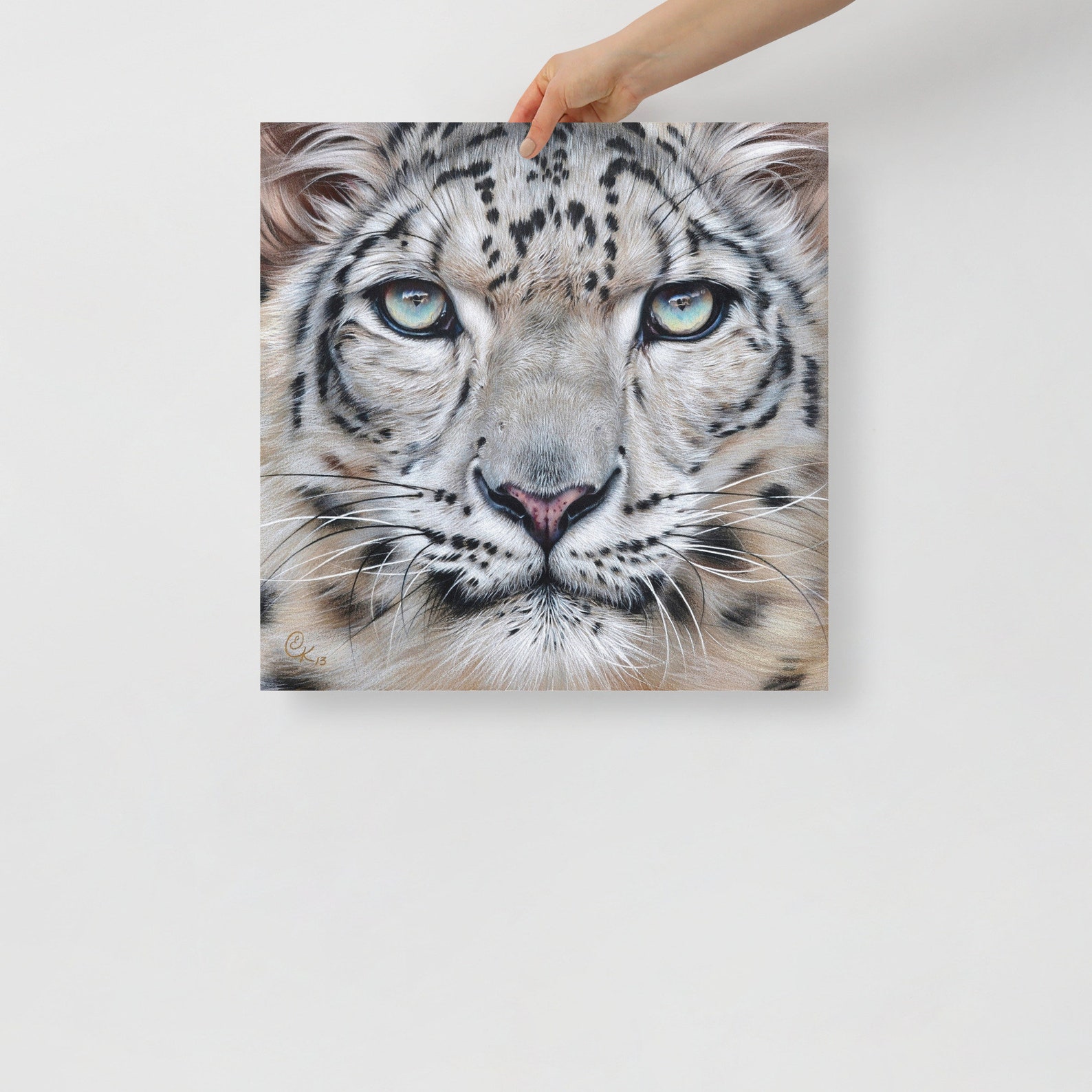 Snow Leopard Art Print Poster Close-up Leopard Drawing Reproduction ...