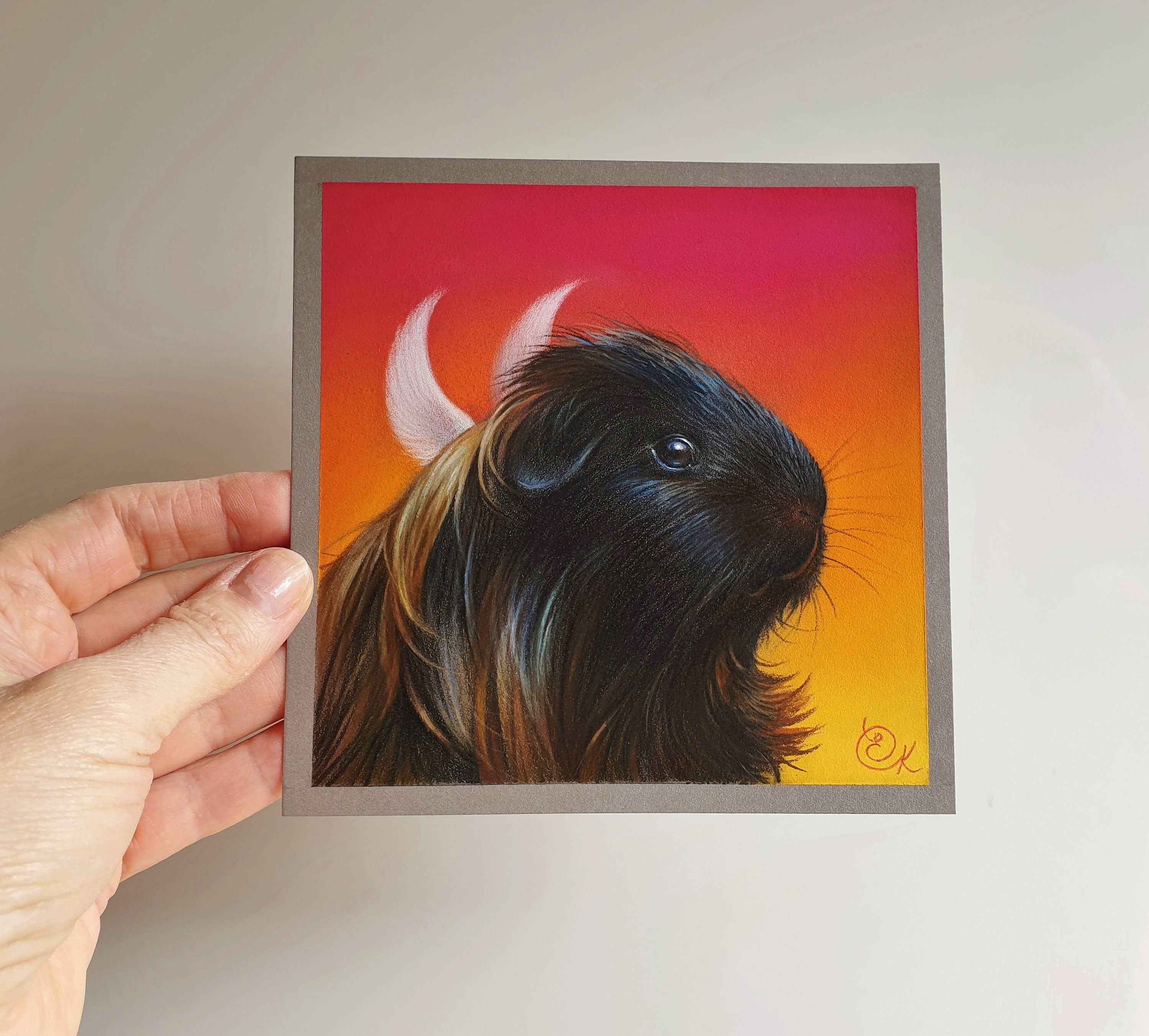 Guinea Pig Angel Original Drawing - Pet Portrait Painting, Cute Cavy ...
