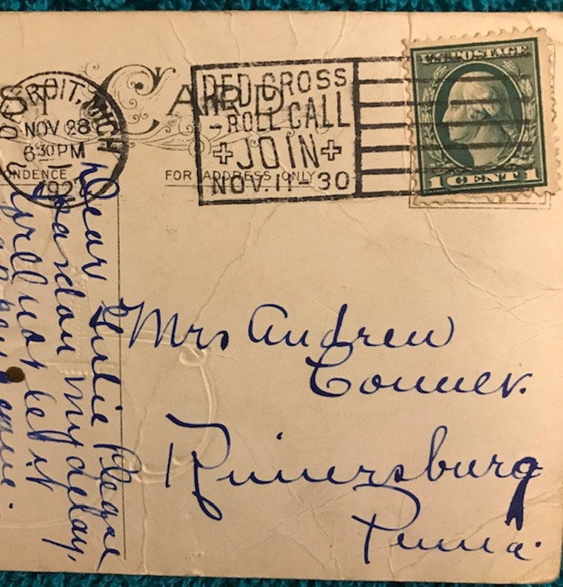 Vintage Thanksgiving Day Postcard Red Cross Roll Call Postmark, 1922 - Etsy