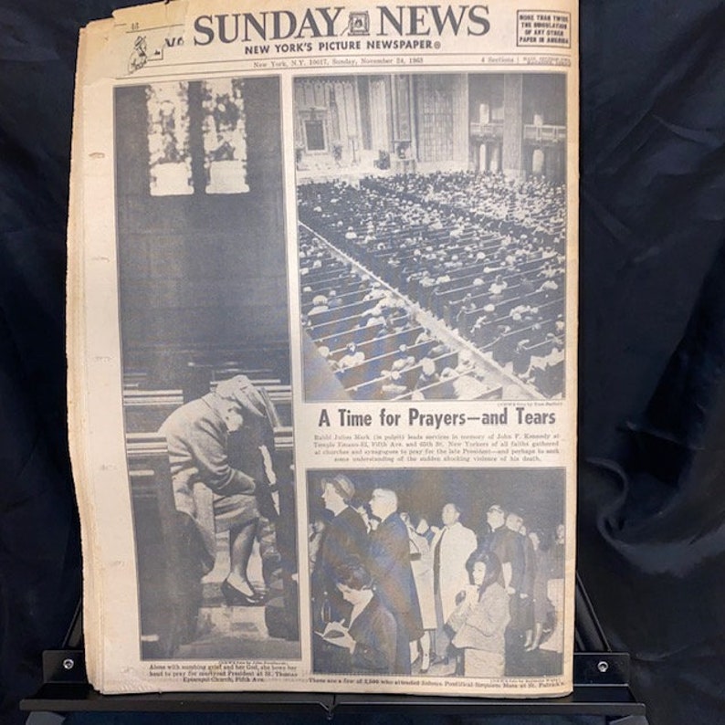 President Kennedy Assassination Vintage Sunday News johnson Leads ...