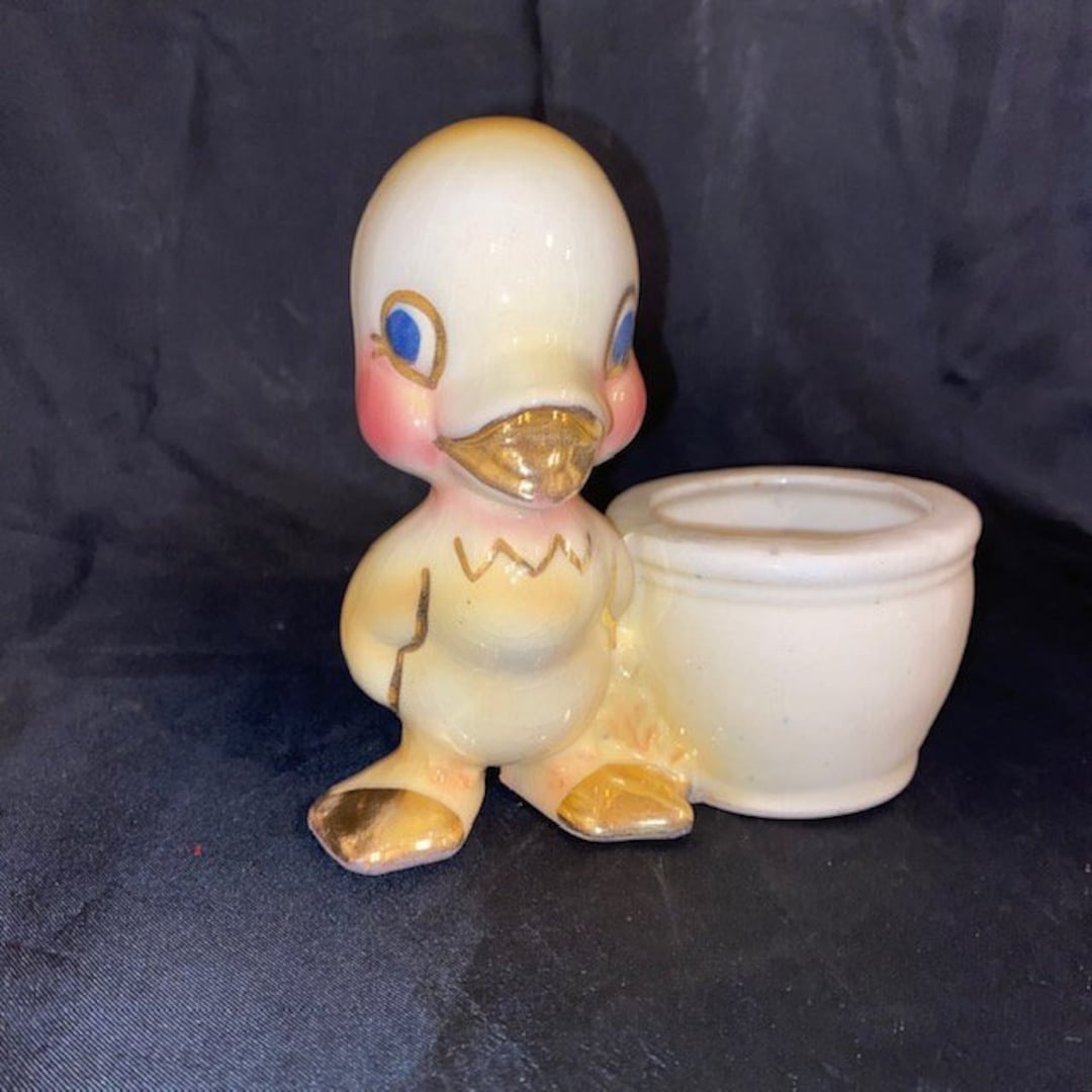 Vintage Duck Planter With Gold Trim - Etsy