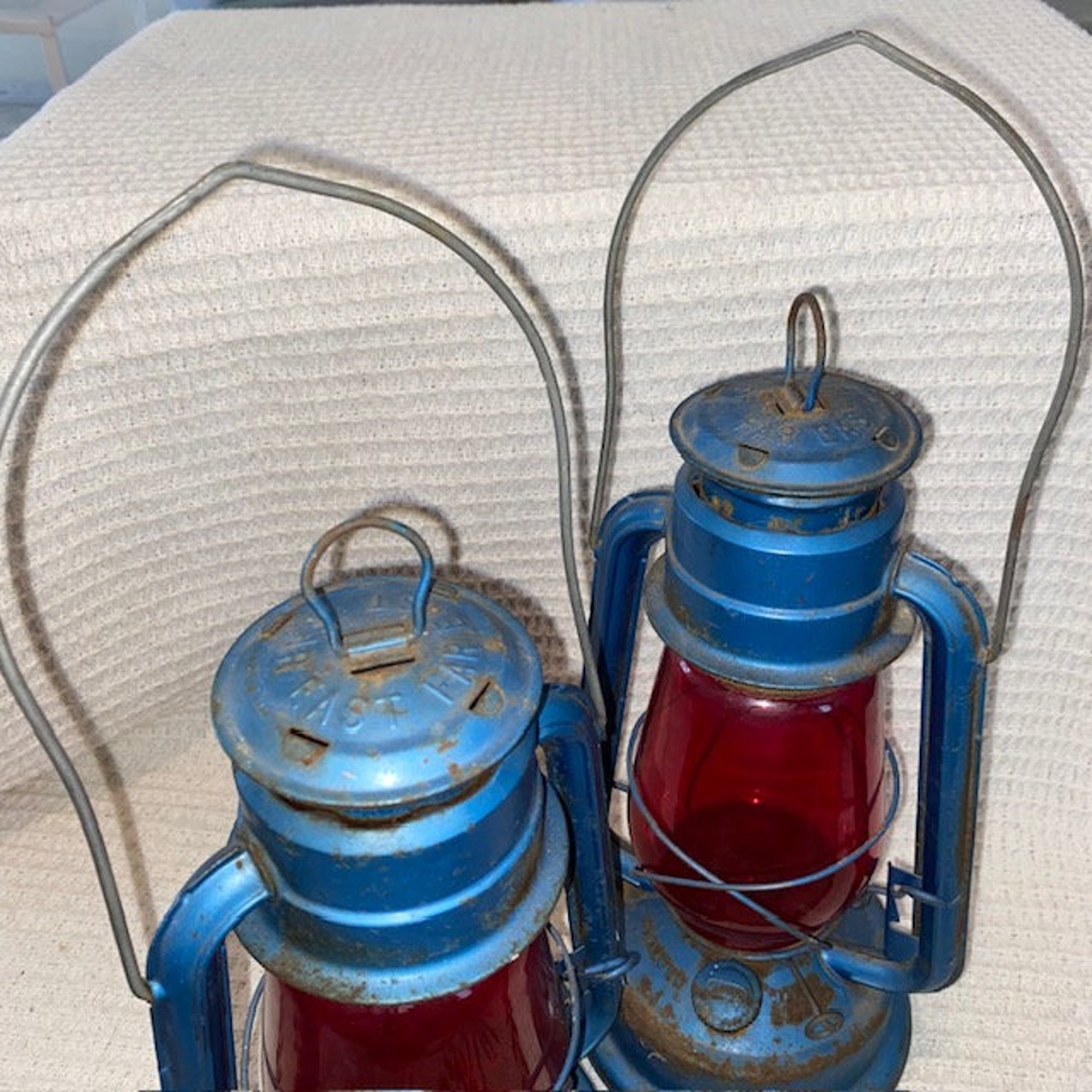 Vintage Far East Chalwyn Lanterns -- Blue With Red Globe -- Only One ...
