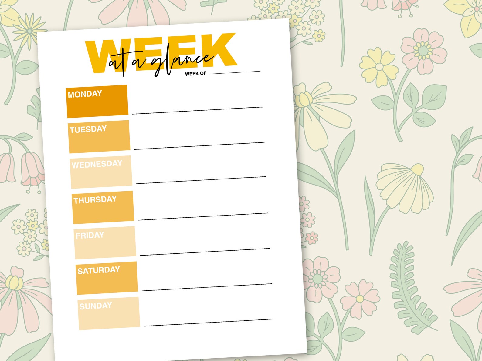 Printable Week at A Glance Calendar, Weekly Organizer Printable, Week ...