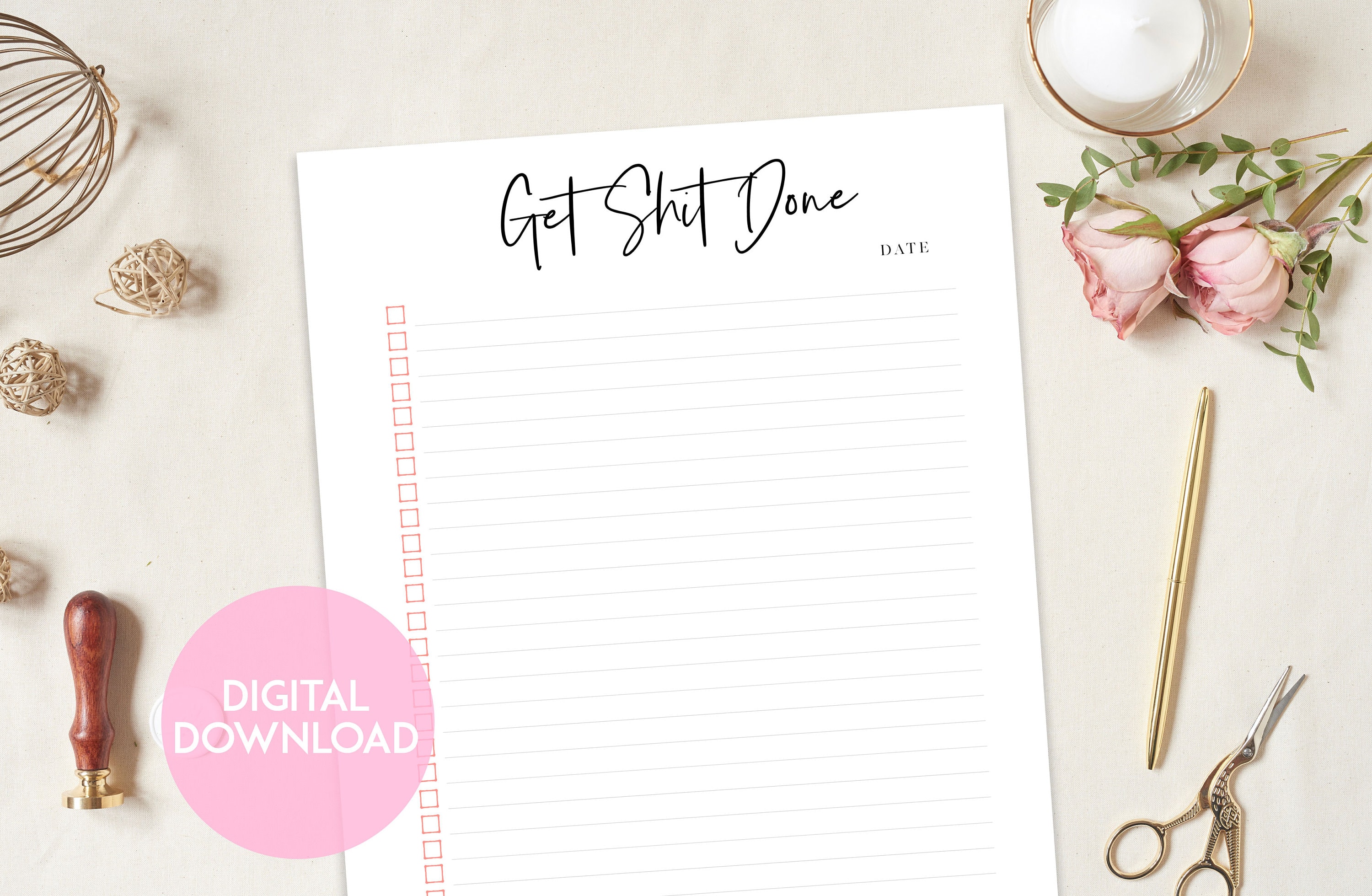 Funny to Do List | Weekly Planner, Printable to Do List | Get Shit Done ...