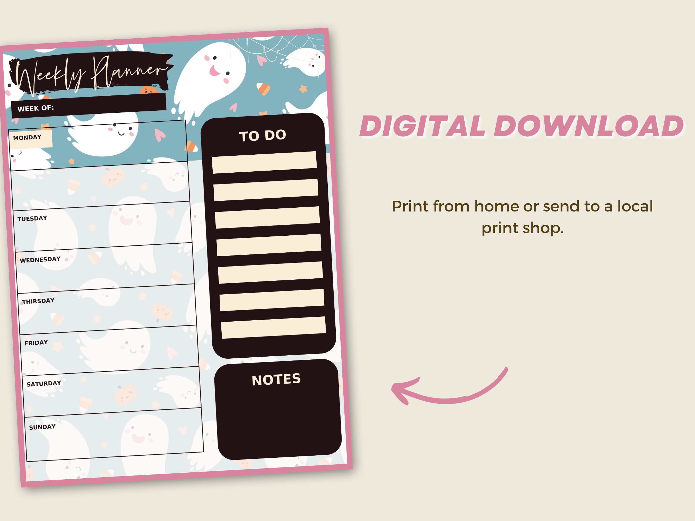 Halloween Planner Printable, Halloween Weekly Planner, Weekly Organizer ...