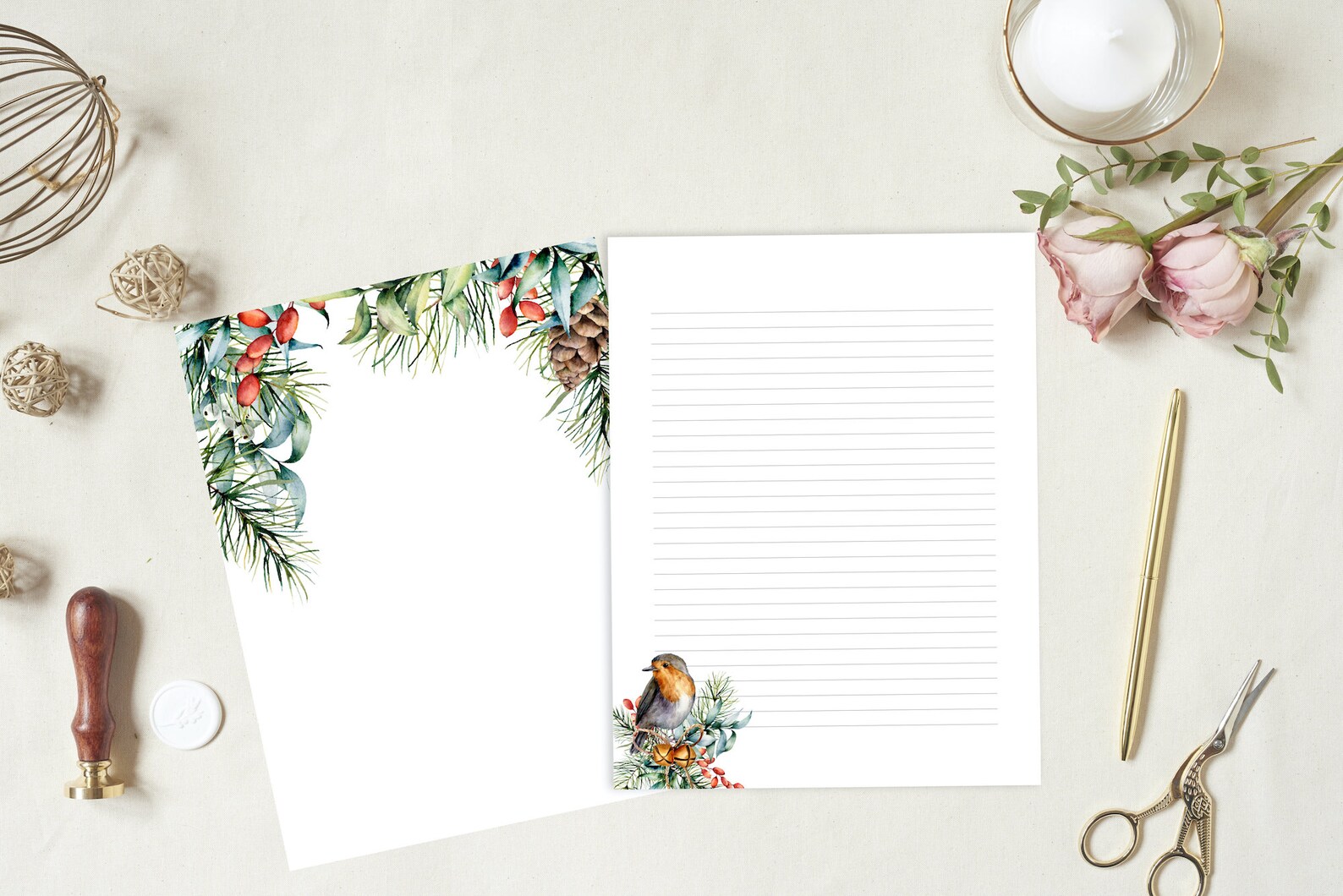 Letter Writing Set Christmas Letter Writing Paper | Etsy