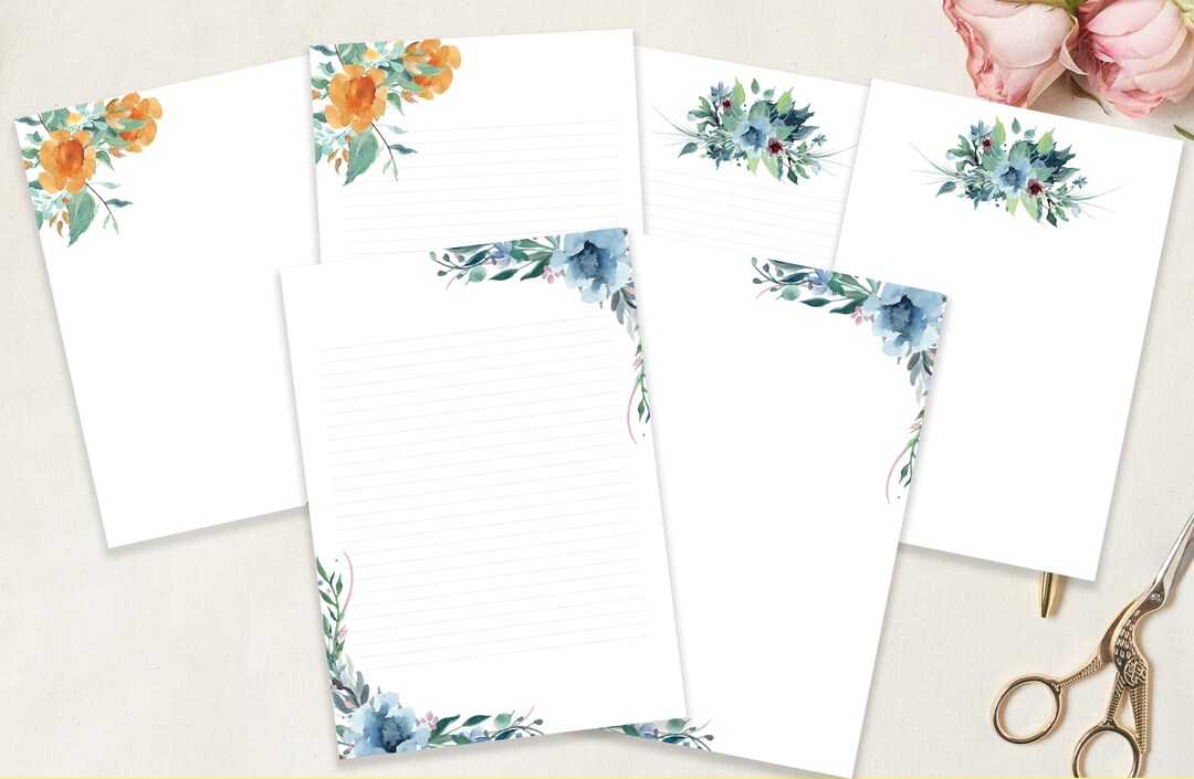 Letter Paper, Letter Writing Set, Watercolor Printable Stationery 8 ...