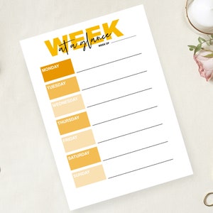 Printable Week at A Glance Calendar, Weekly Organizer Printable, Week ...