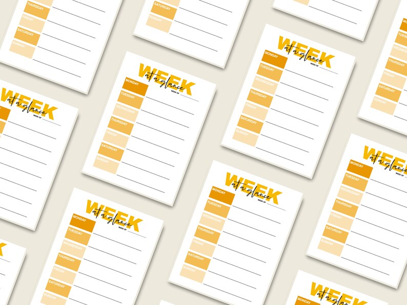 Printable Week at A Glance Calendar, Weekly Organizer Printable, Week ...