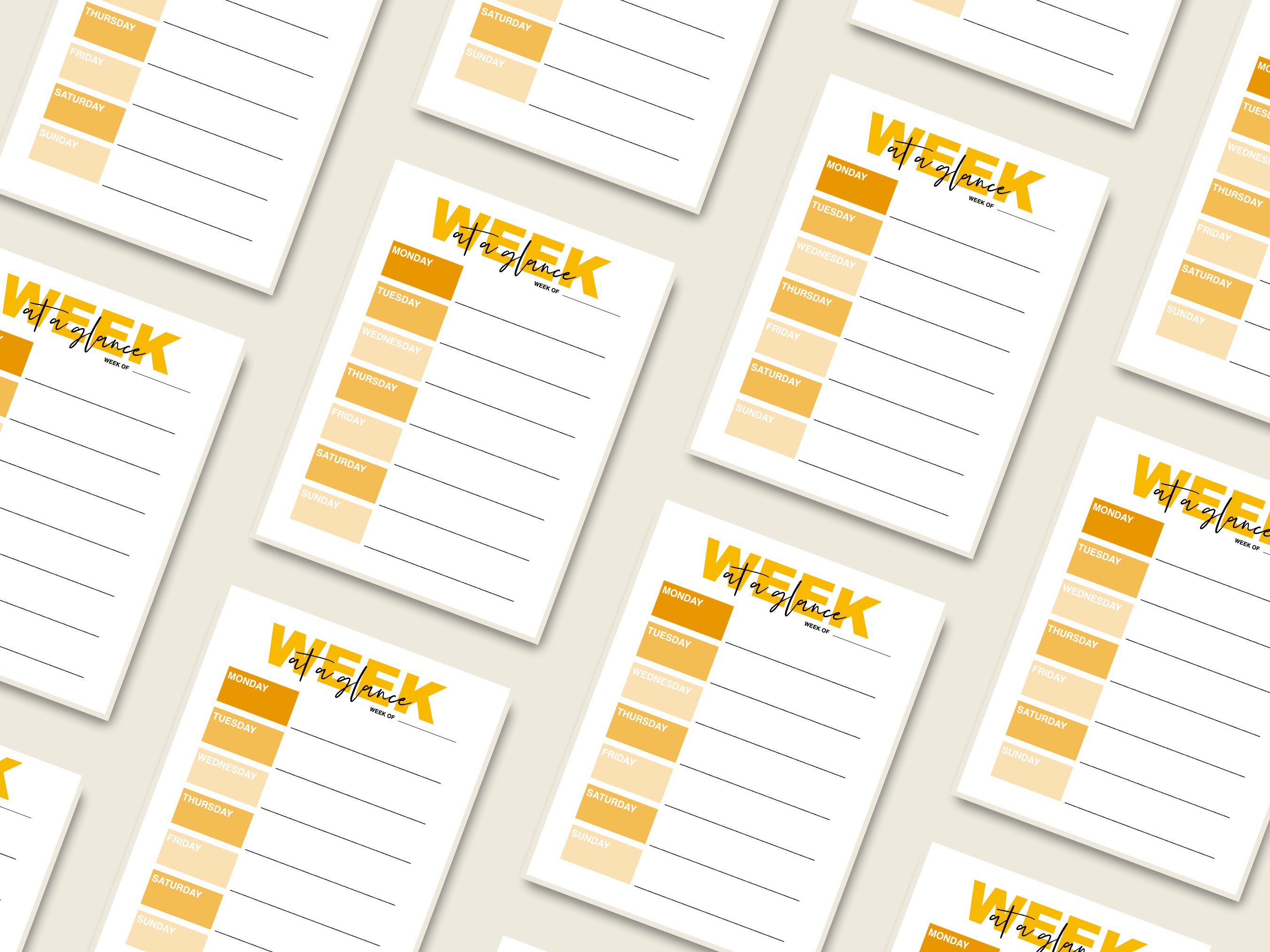 Printable Week at A Glance Calendar, Weekly Organizer Printable, Week ...