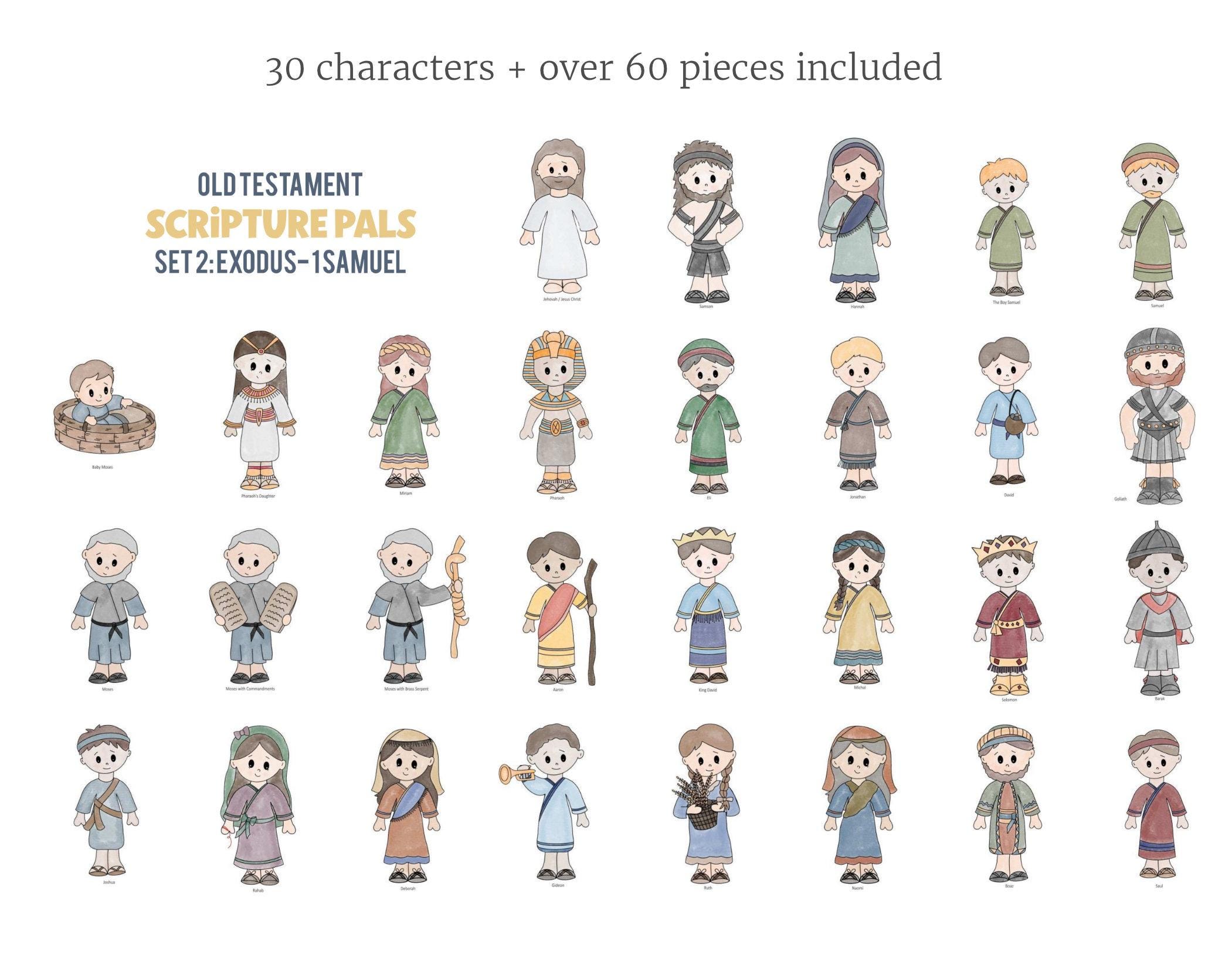 Bible Story Character Cutouts | Old Testament Scripture Pals | (set #2 ...