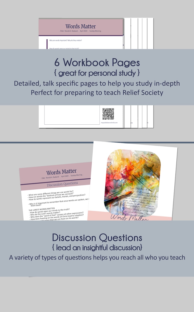 Words Matter Elder Ronald A. Rasband RS Lesson Outline, Lesson Plan and ...