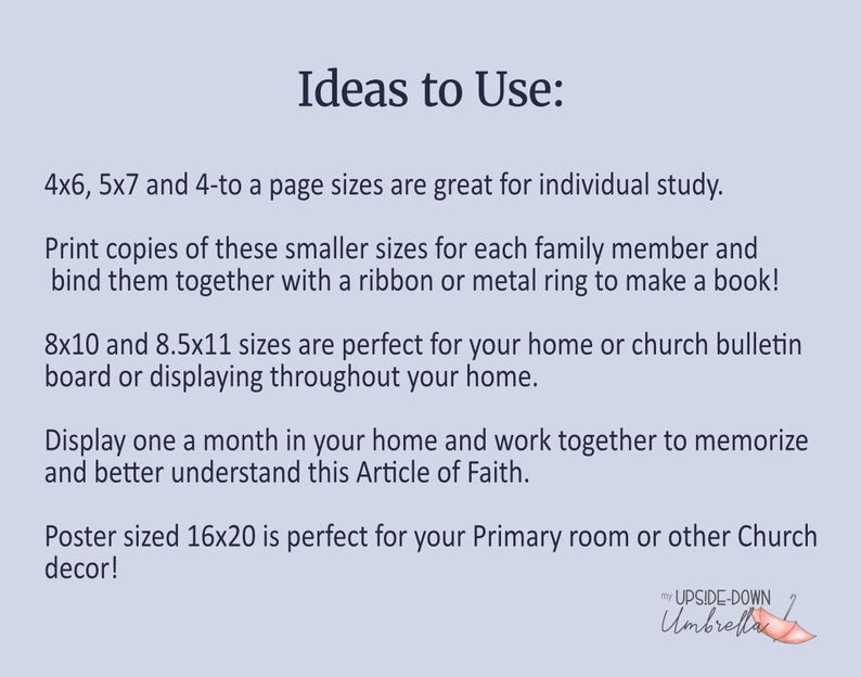 Articles of Faith Printable Posters - Gray Farmhouse Printables for LDS ...