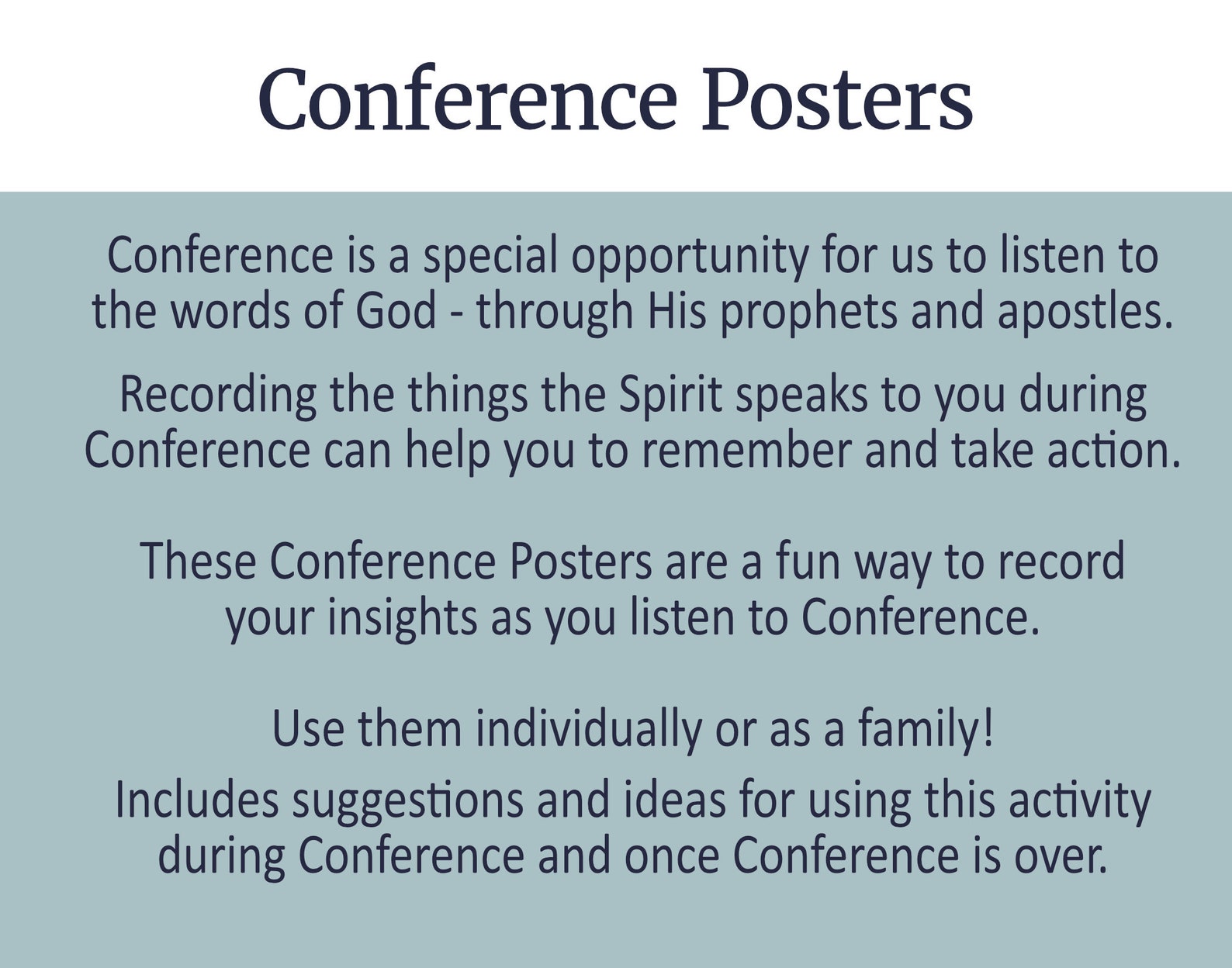 General Conference Posters, LDS General Conference Doodle and Note ...