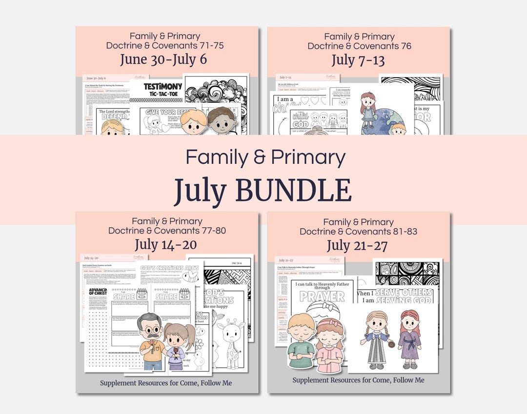 July BUNDLE Lesson Helps for Home and Church | Primary Come, Follow Me ...