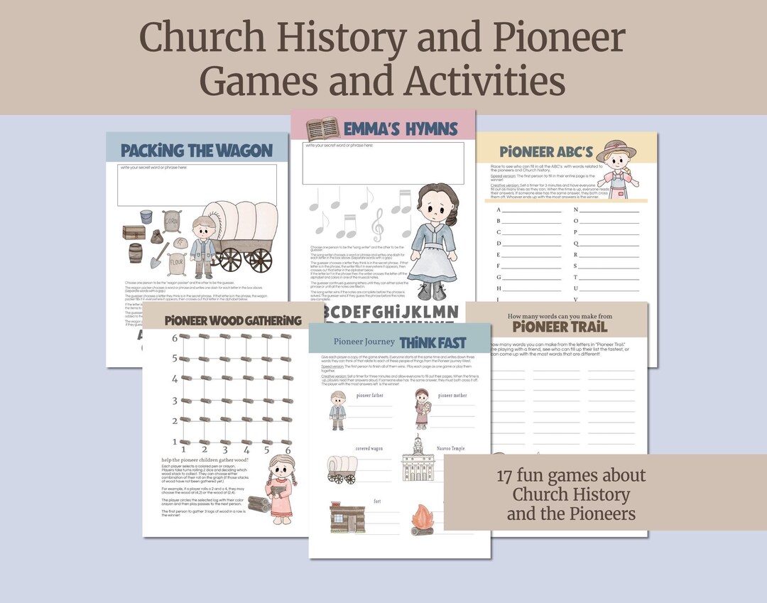 Church History and Pioneer Games and Activities Kit for 2025 Come ...