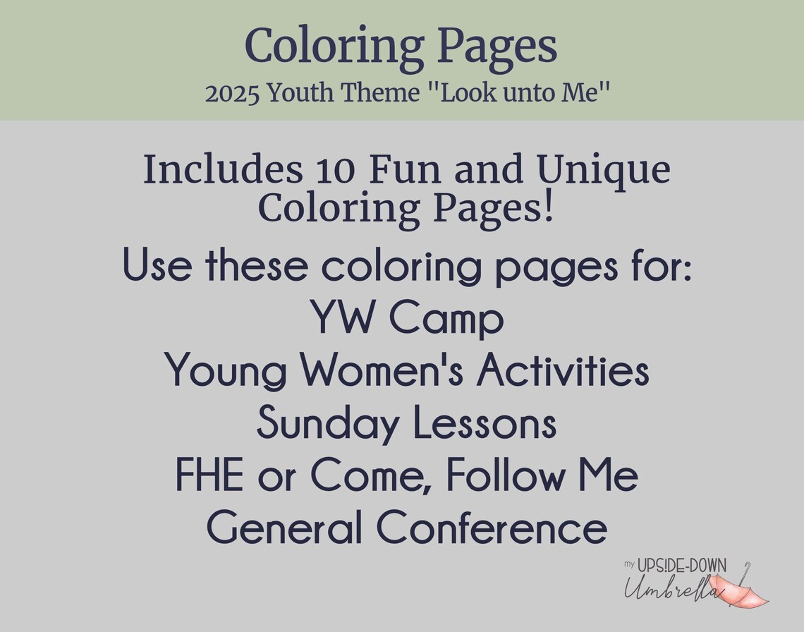 Look Unto Me in Every Thought Coloring Pages, D&C 6:36, 2025 LDS Youth ...