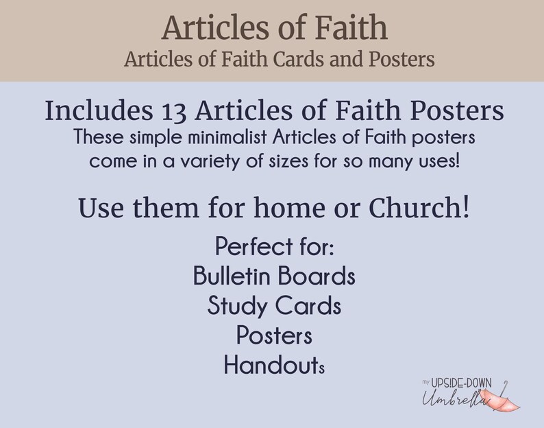 Articles of Faith Printable Posters for LDS Primary Bulletin Board ...