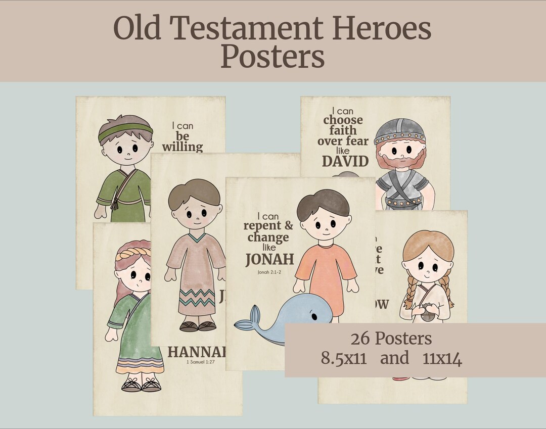 Old Testament Heroes Posters | Bible Bulletin Board Decor | 8.5x11 ...