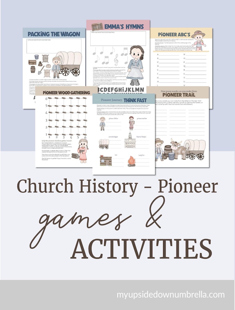 Church History and Pioneer Games and Activities Kit for 2025 Come ...