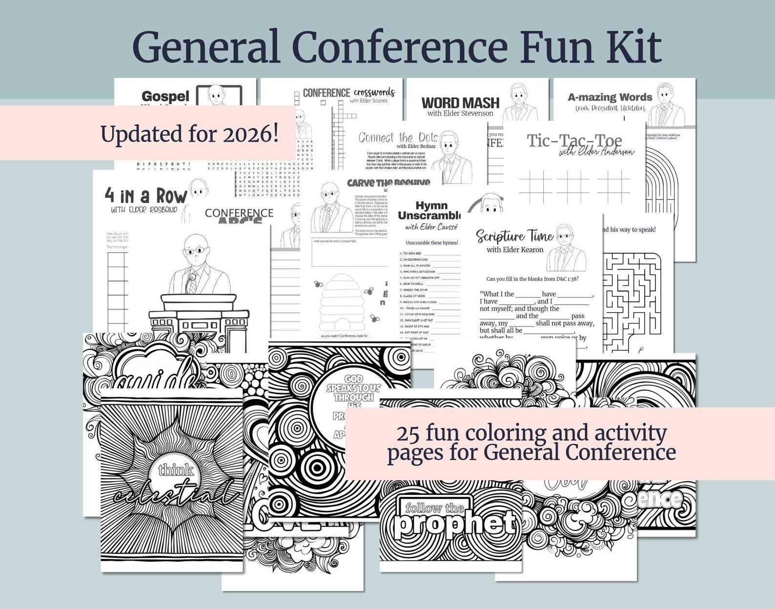 April 2026 LDS General Conference Fun Kit, Coloring and Activity Pages ...