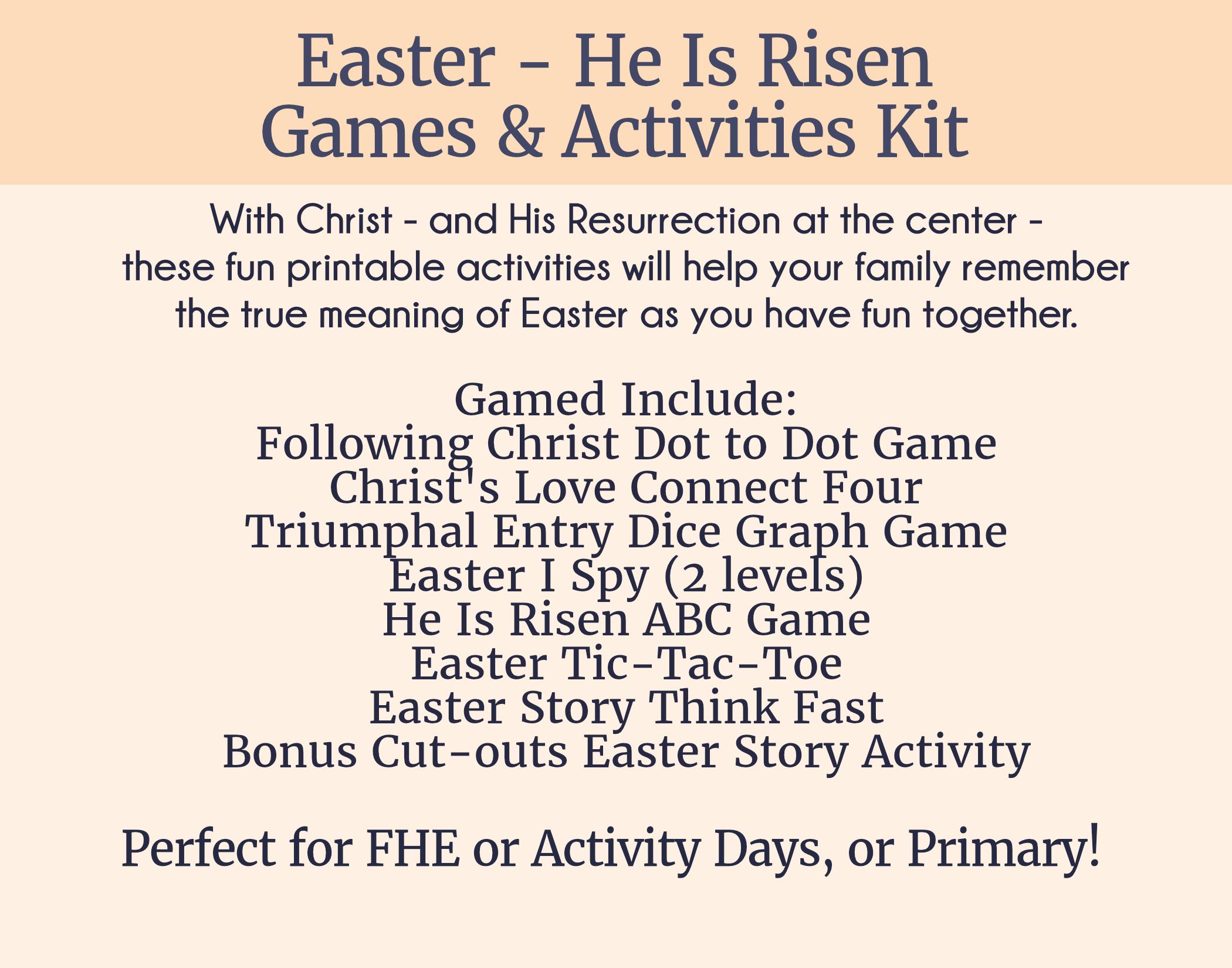 Easter Games and Activities Kit | He is Risen Christ-centered Easter ...