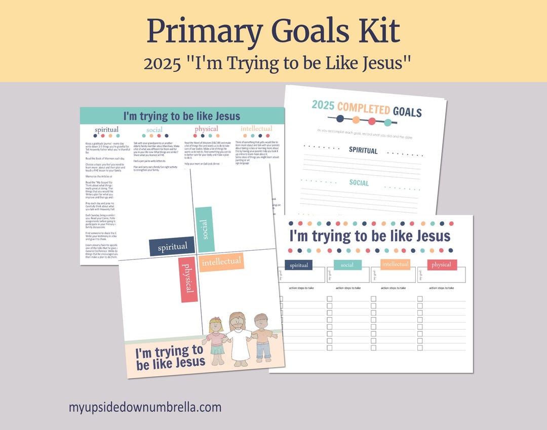 PRIMARY Goal Setting Kit for LDS Children and Youth Program | Primary Goal Ideas for Primary ...