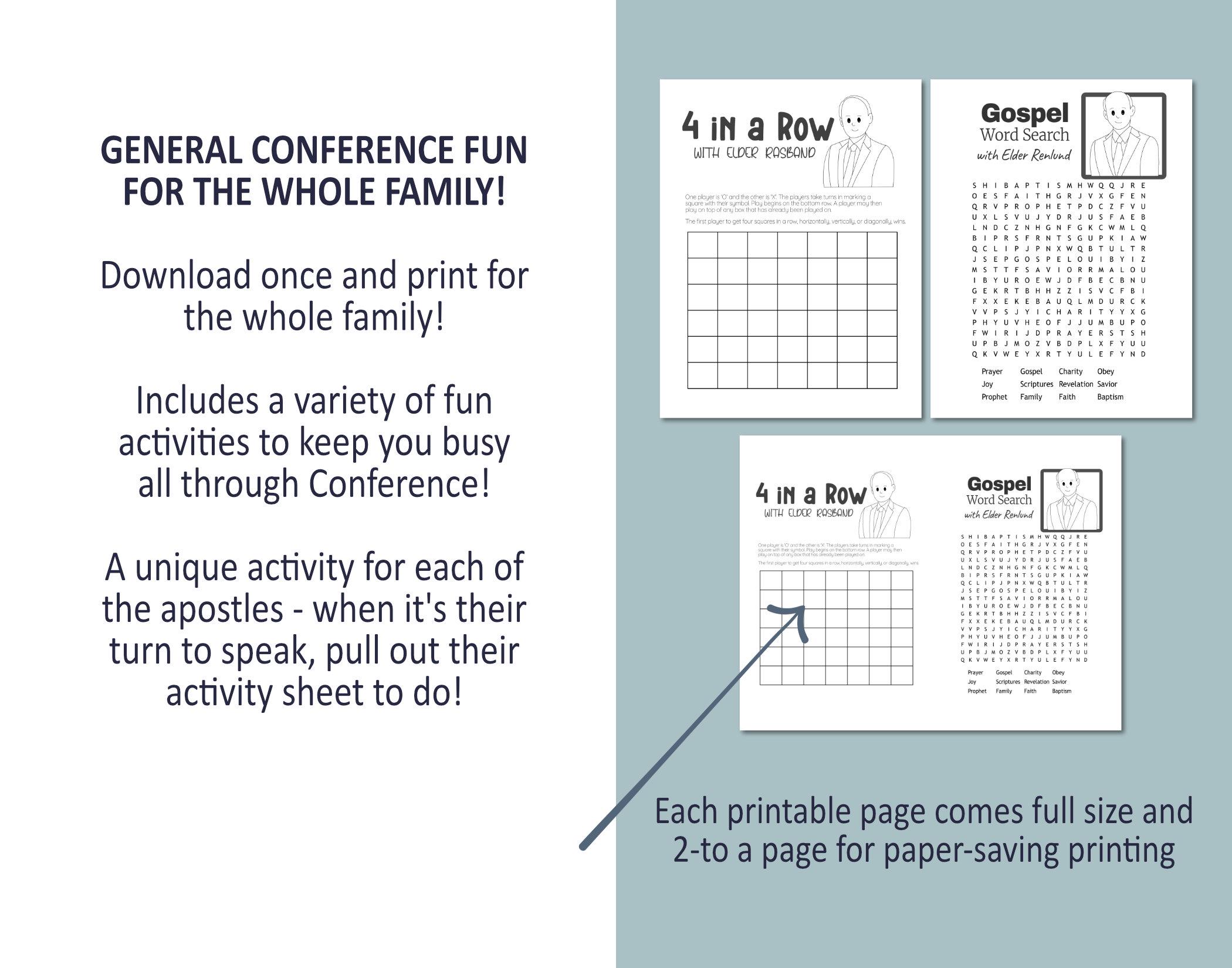 April 2026 LDS General Conference Fun Kit, Coloring and Activity Pages ...