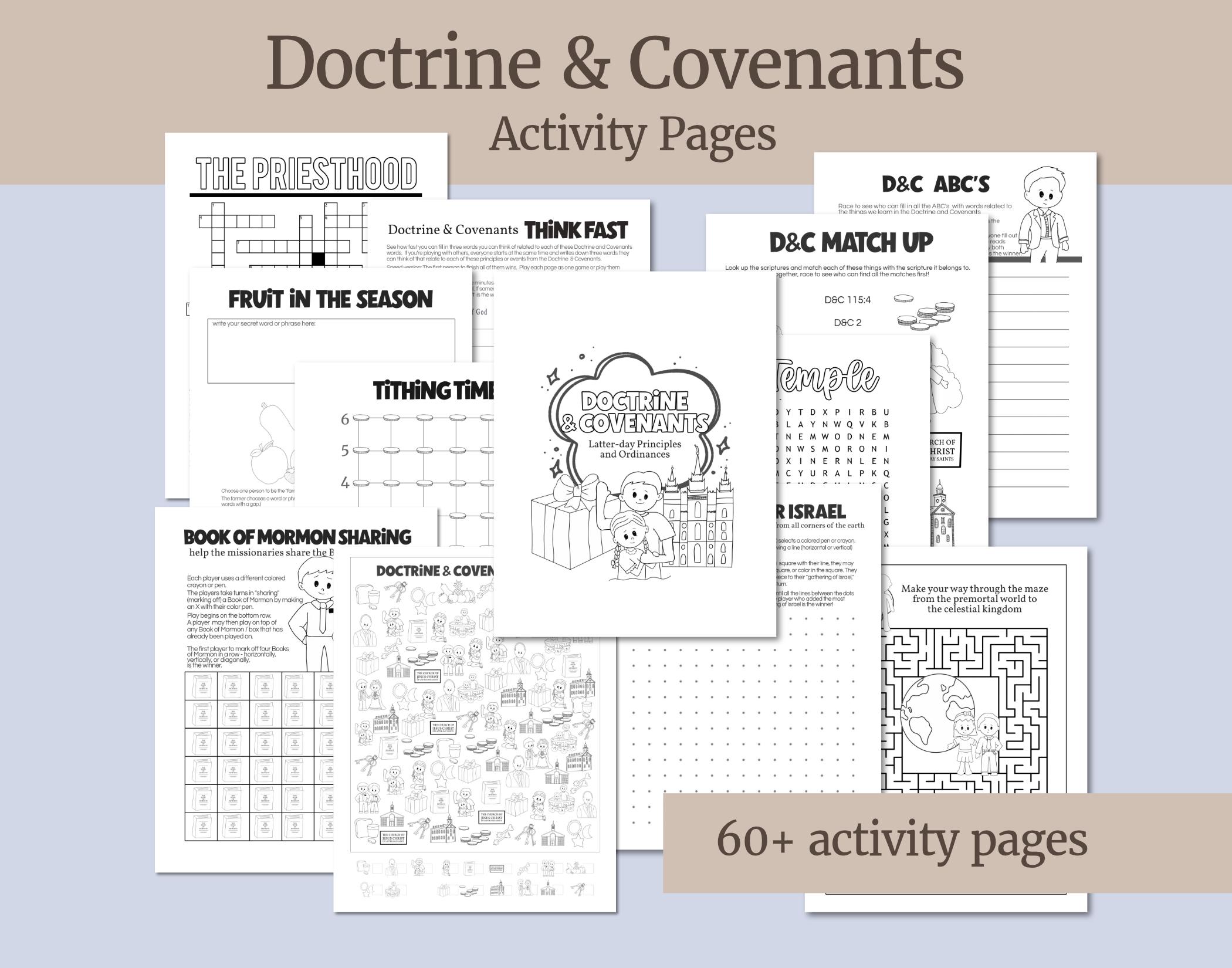 Doctrine & Covenants Activity Pages for LDS Primary Children, Activity ...