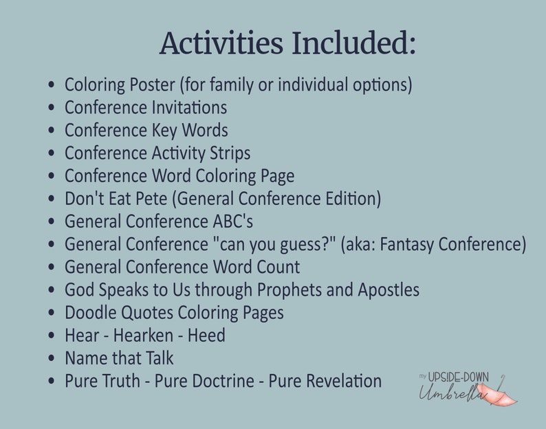 LDS General Conference Activity Packet October 2025, Activity Pages for ...