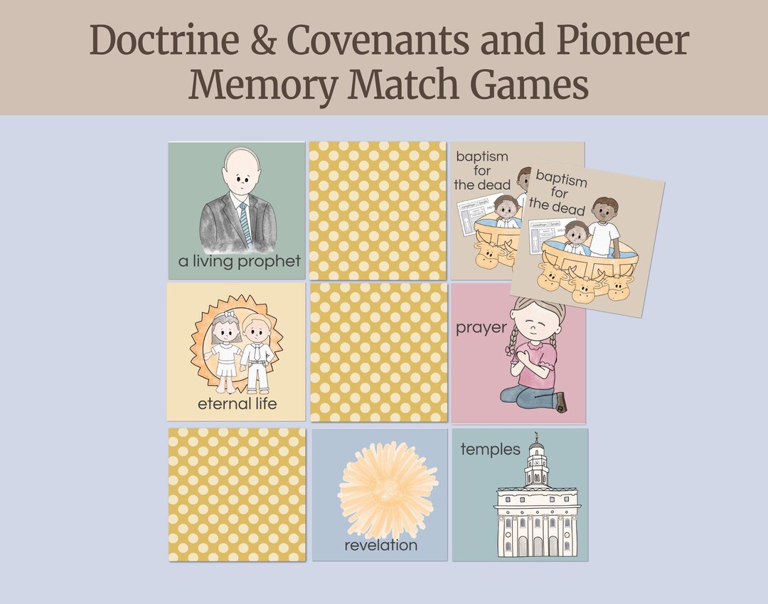 Doctrine and Covenants Memory Game | Pioneer Memory Match | LDS Primary ...
