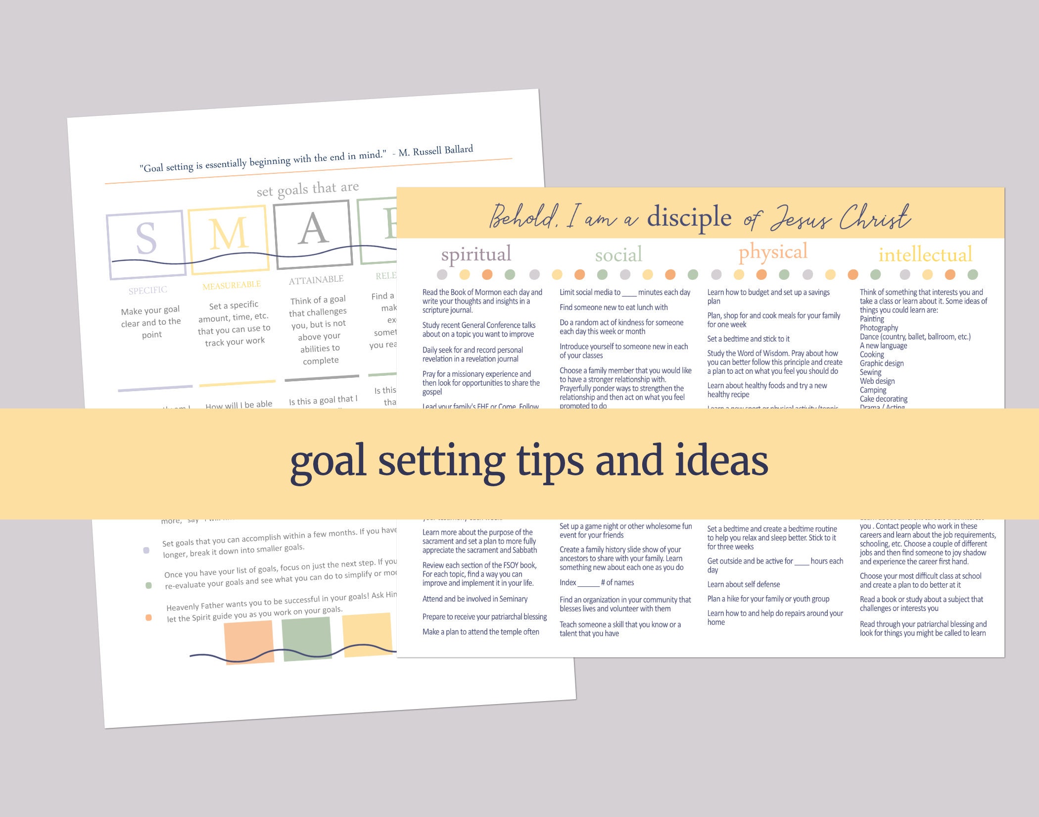 Young Women Goal Setting Kit for LDS Children and Youth Program 2024 ...