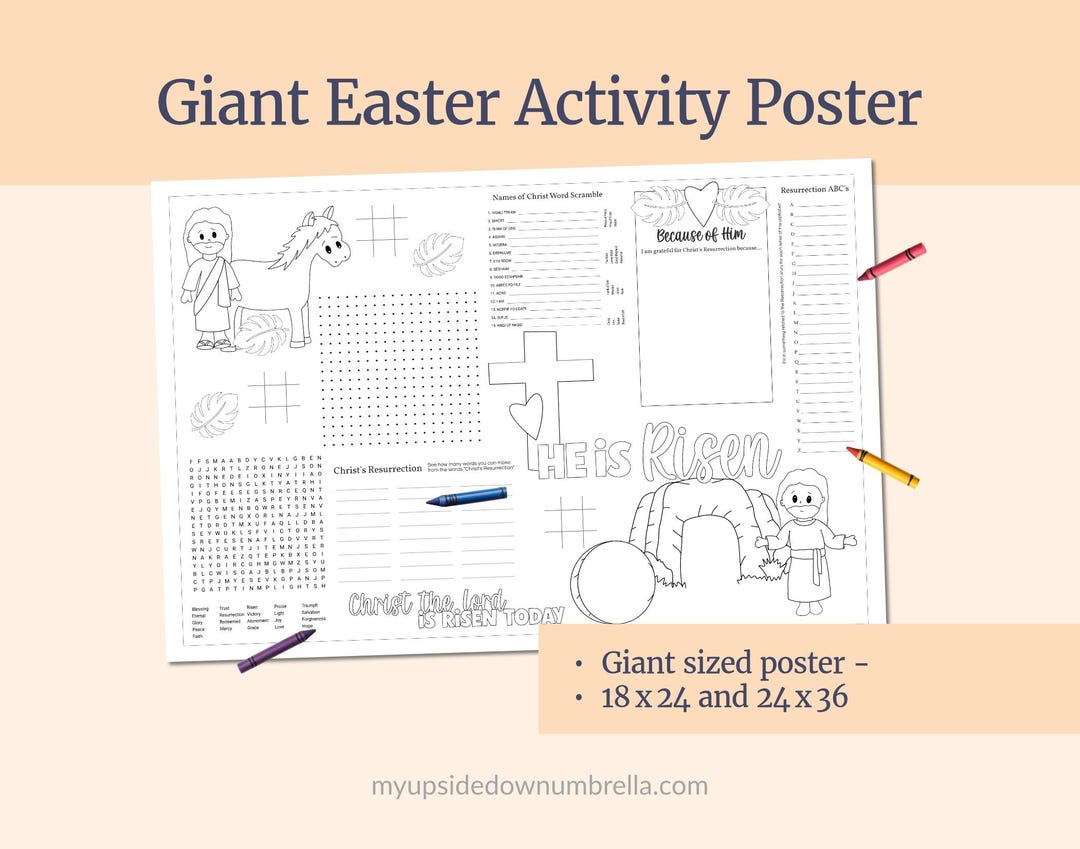 Giant POSTER Printable Easter Activity Coloring Page for Christian ...