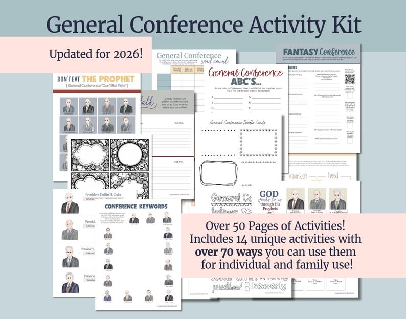 LDS General Conference Games and Activity Packet April 2026 - Etsy