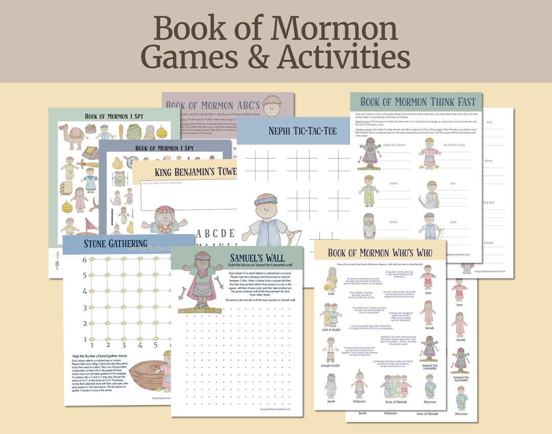 Book of Mormon Printable Games and Activities Kit, Games for LDS ...