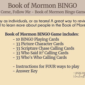 Book of Mormon BINGO Game | LDS Primary Game | Activities for Latter ...